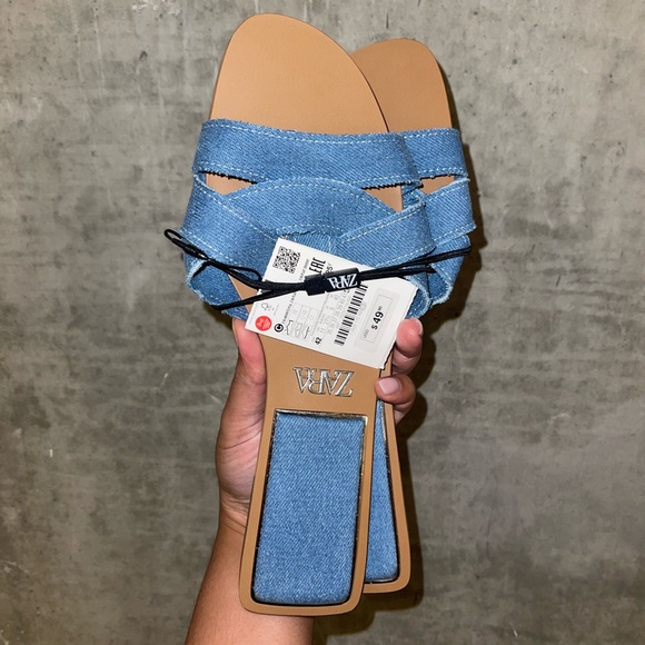Zara | Shoes | Nwt Zara Denim Slides | Poshmark